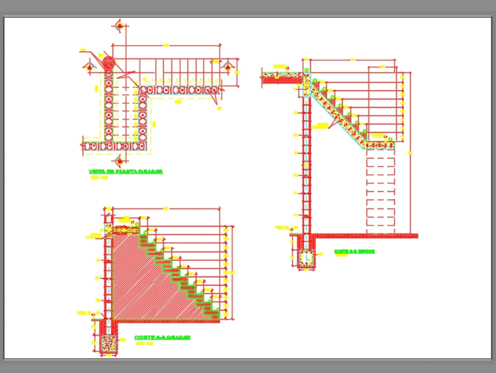 Detalle estructural gradas en AutoCAD | CAD (68.5 KB) | Bibliocad