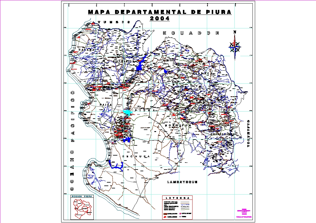 Carte départementale de piura dans AutoCAD | CAD (1.6 MB) | Bibliocad