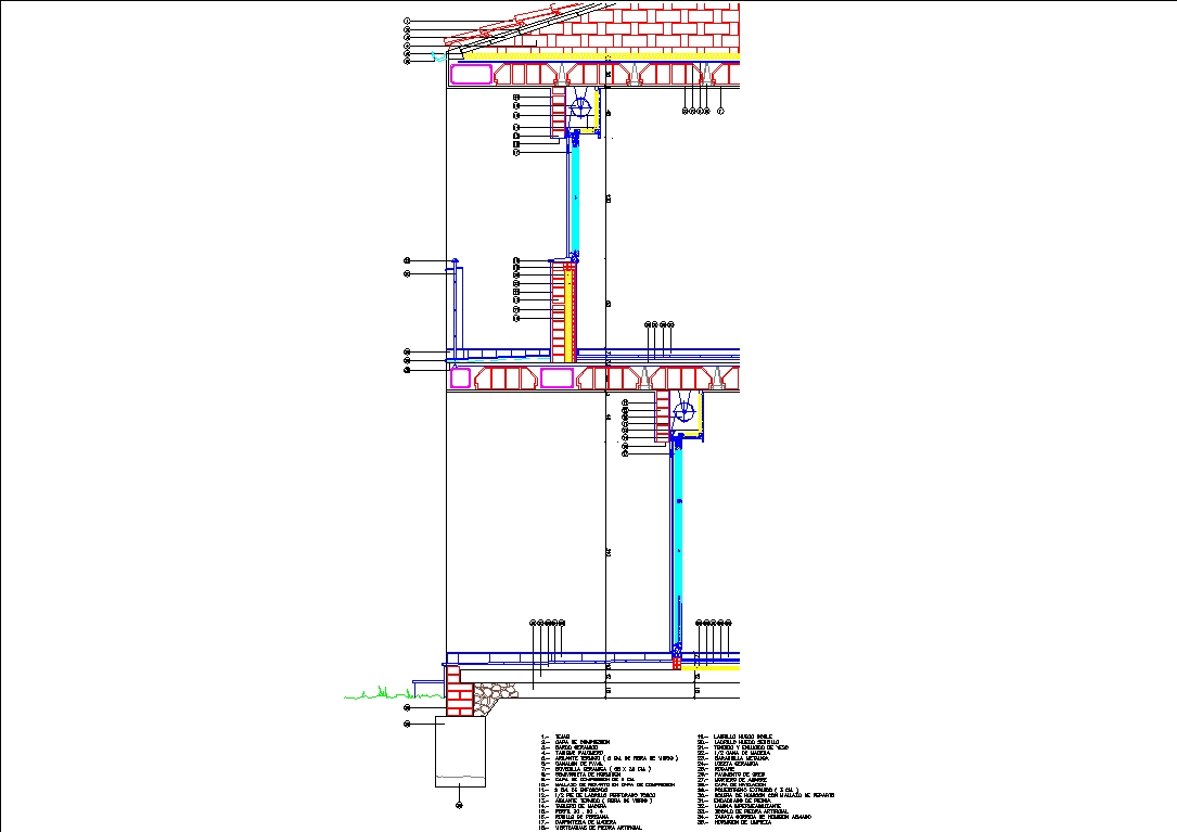 Corte escantillon completo; dos pisos (70.12 KB) | Bibliocad