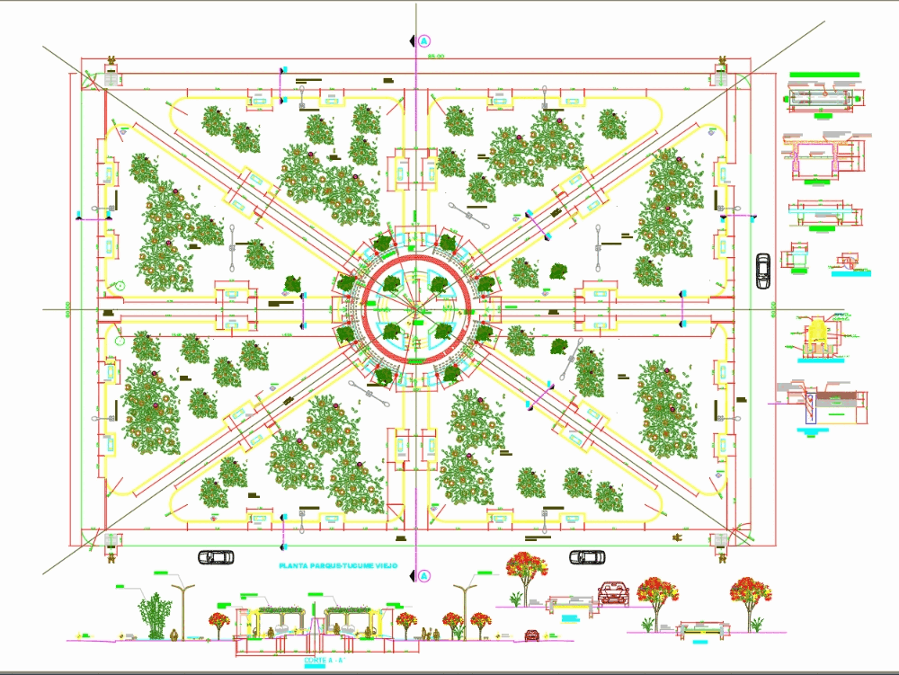 Parque en AutoCAD | Descargar CAD (1.94 MB) | Bibliocad