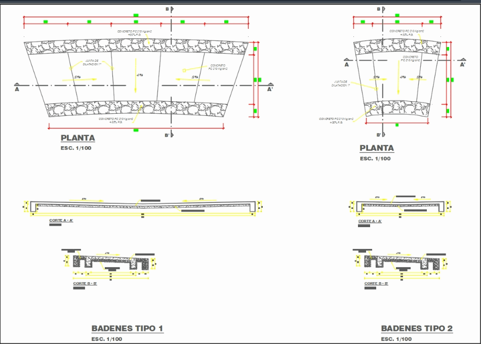 Tipos de badenes en AutoCAD | Descargar CAD (175.14 KB) | Bibliocad Tipos de badenes en AutoCAD | Descargar CAD (175.14 KB) | Bibliocad