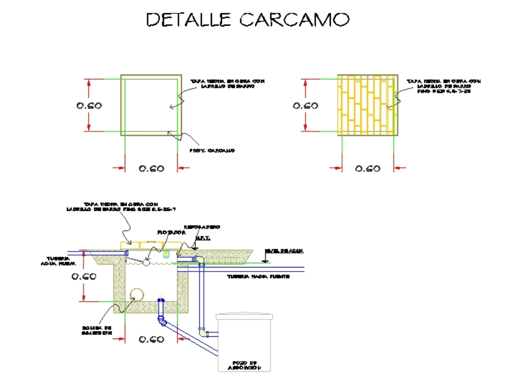 Detalle carcamo en AutoCAD | Descargar CAD (52.5 KB) | Bibliocad