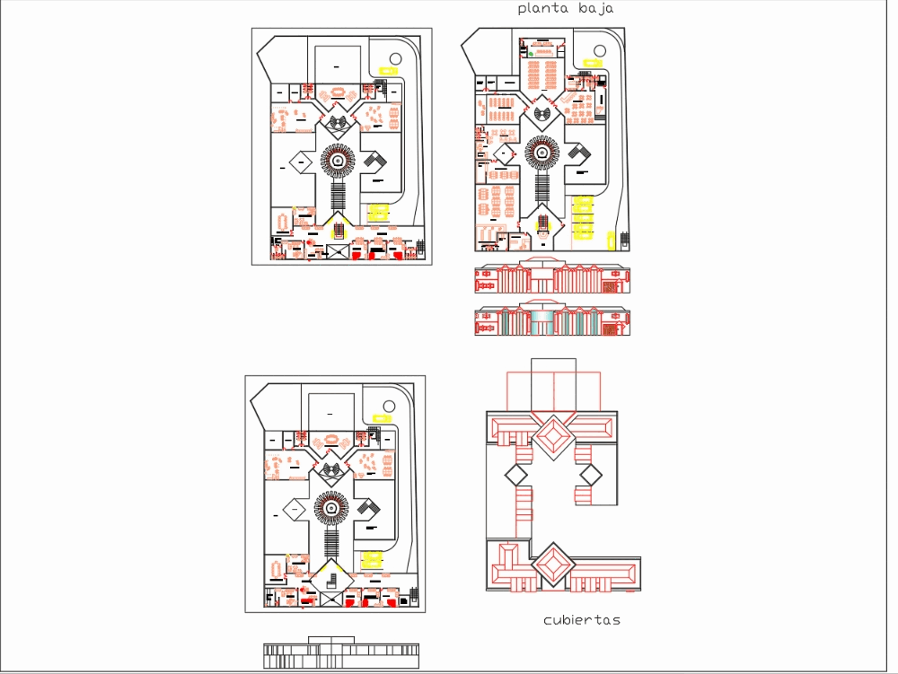 Centro cultural en AutoCAD | Descargar CAD gratis (846.79 KB) | Bibliocad
