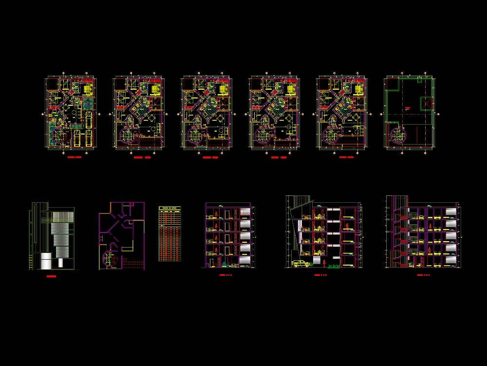 Apartment building in AutoCAD | CAD download (1.42 MB) | Bibliocad