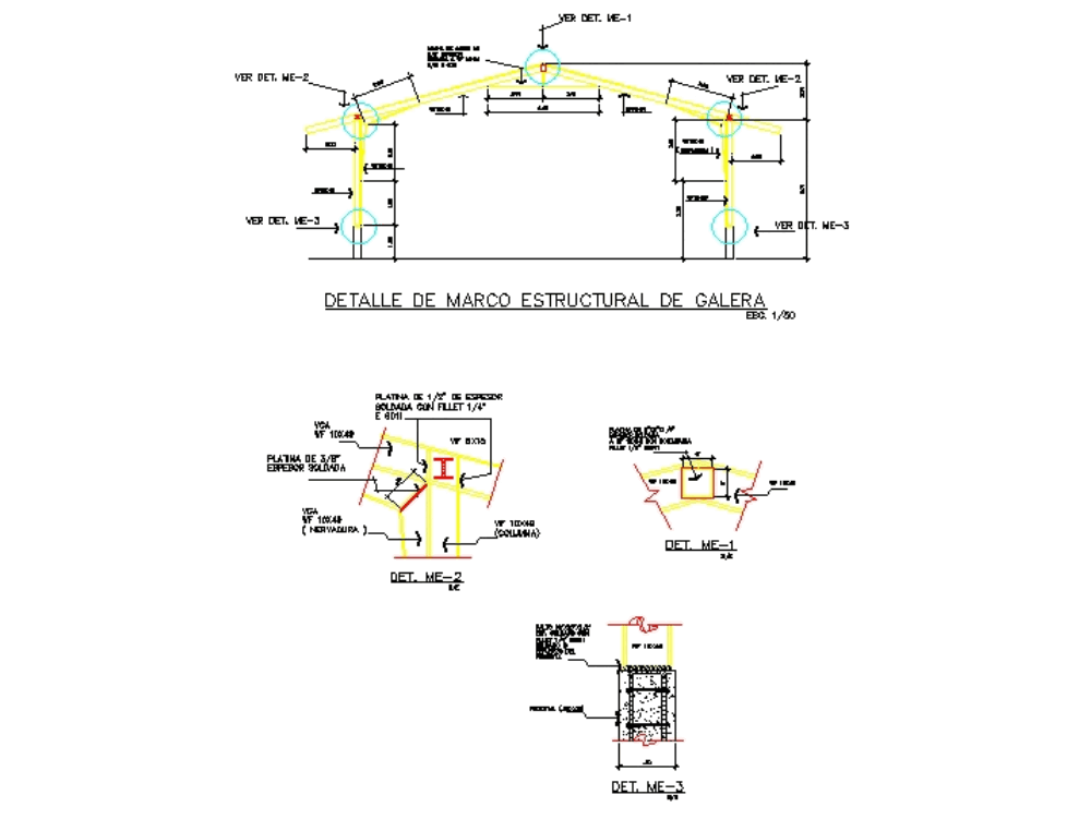 Marco estructural de acero en AutoCAD | CAD (40.15 KB) | Bibliocad