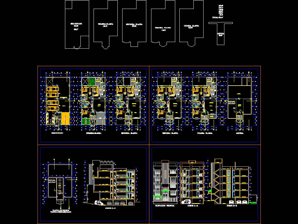 Edificio de 5 niveles en AutoCAD | Descargar CAD (877.11 KB) | Bibliocad