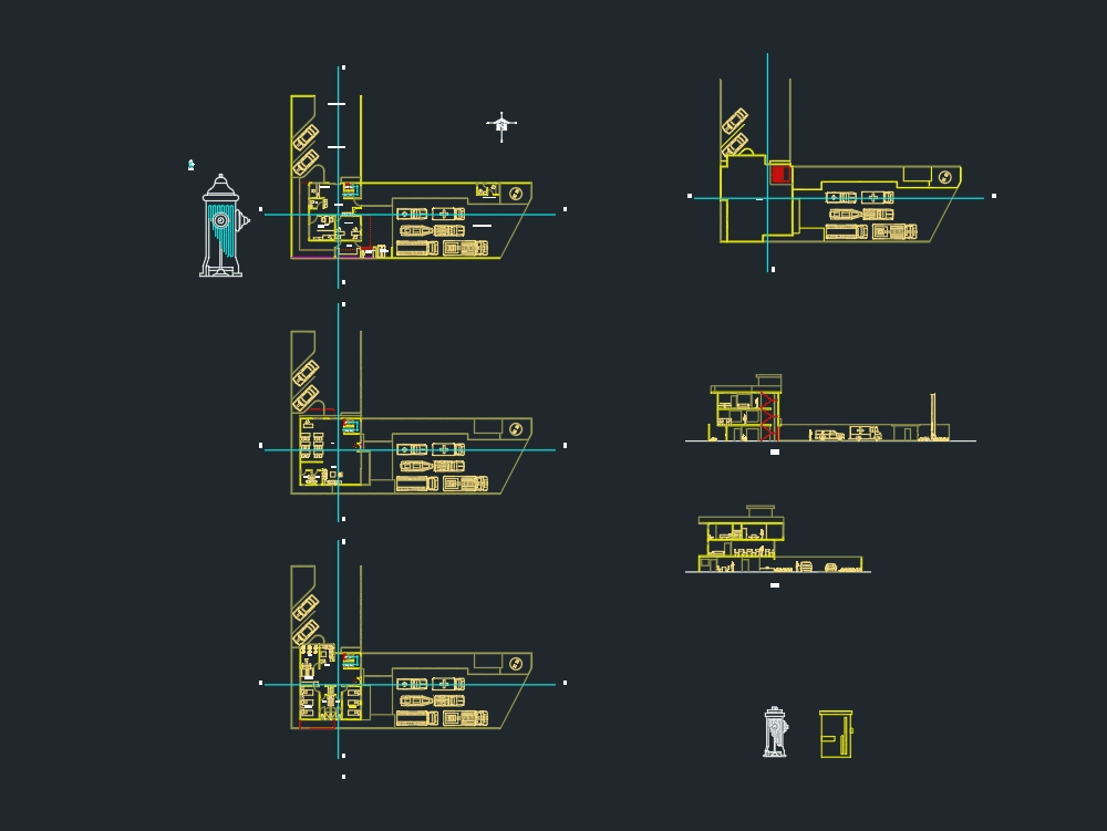 Fire station in AutoCAD | CAD download (317.48 KB) | Bibliocad