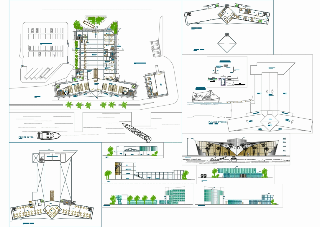 Porto fluvial em AutoCAD | Baixar CAD (3.74 MB) | Bibliocad
