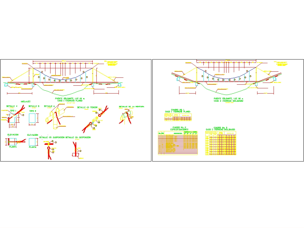 Suspension bridge - project in AutoCAD | CAD (337.1 KB) | Bibliocad