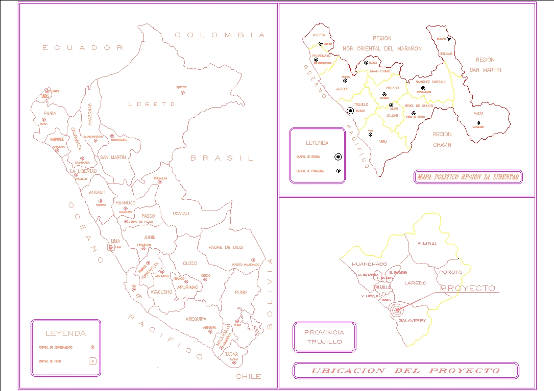 Mapa del peru con dpto. libertad en AutoCAD | CAD (84.24 KB) | Bibliocad