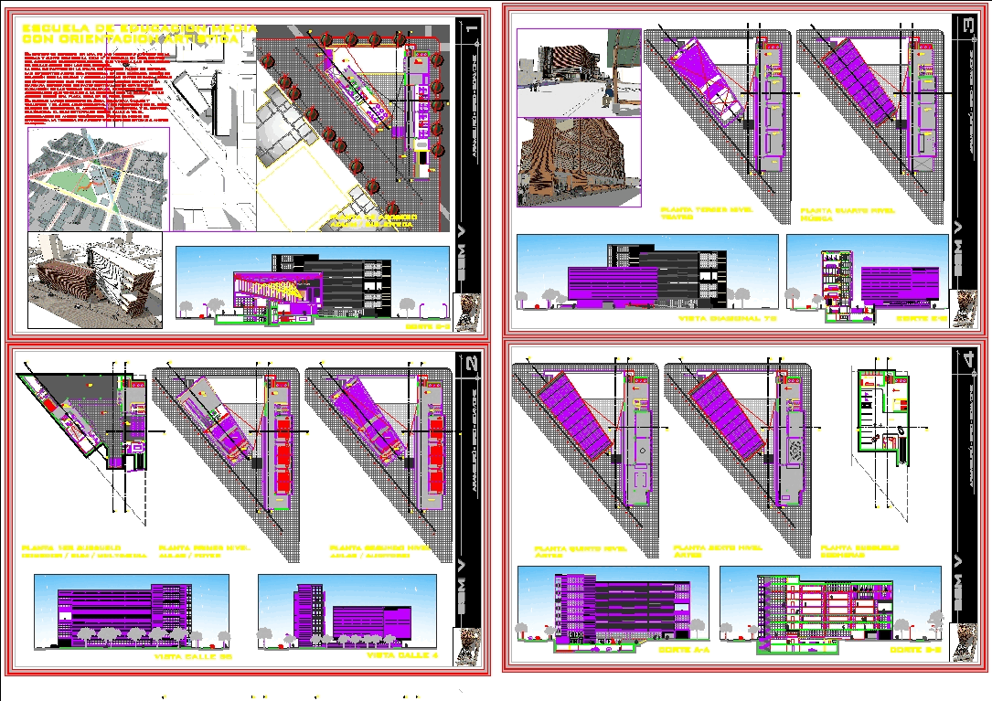 Escuela de arte en AutoCAD | Descargar CAD (7 MB) | Bibliocad
