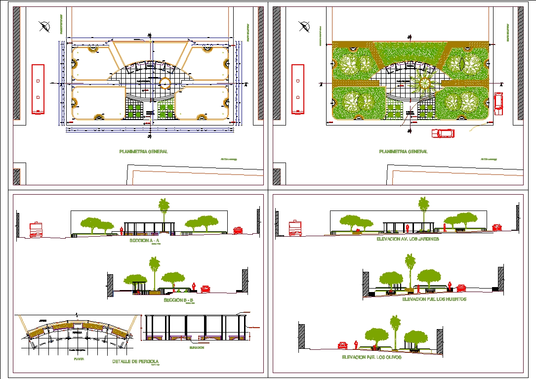 Parque urbano en AutoCAD | Descargar CAD (539.01 KB) | Bibliocad