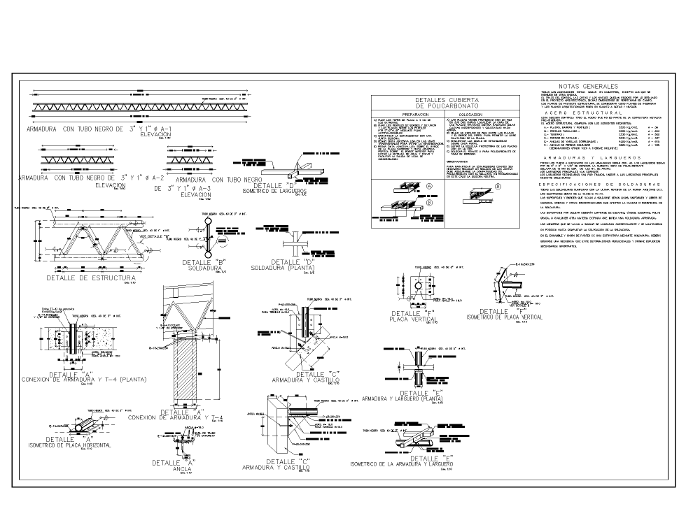 Detalles armaduras y largueros en AutoCAD | CAD (196.33 KB) | Bibliocad