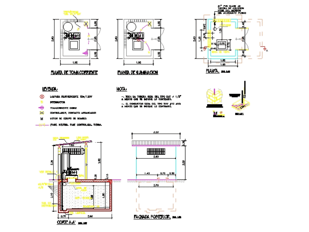 Cuarto con sistema hidroneumatico en AutoCAD | CAD (82.12 KB) | Bibliocad