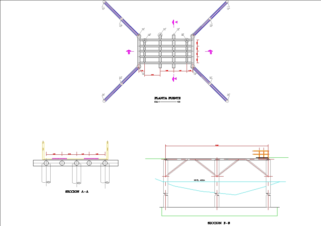 Bridge - steel pipes in AutoCAD | CAD download (5.36 MB) | Bibliocad