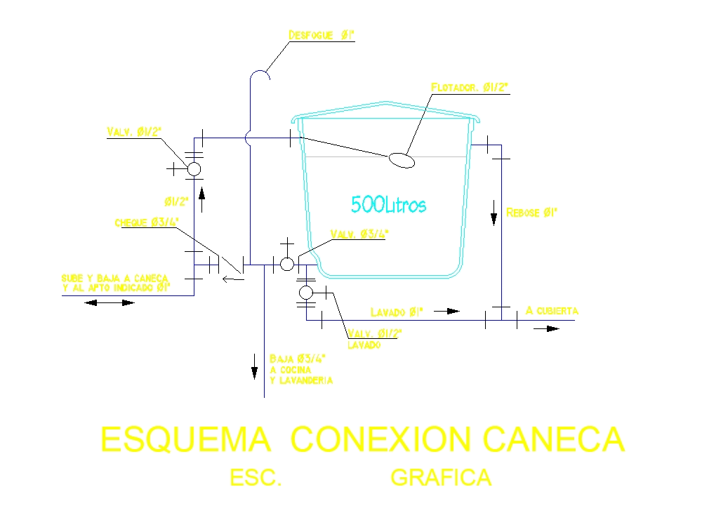 Caneca para almacenamiento de agua en AutoCAD | CAD (115.86 KB) | Bibliocad