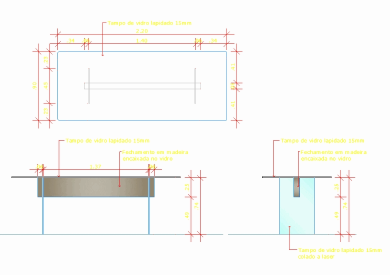 Mesa design - mesa de madera y vidrio (25.1 KB) | Bibliocad