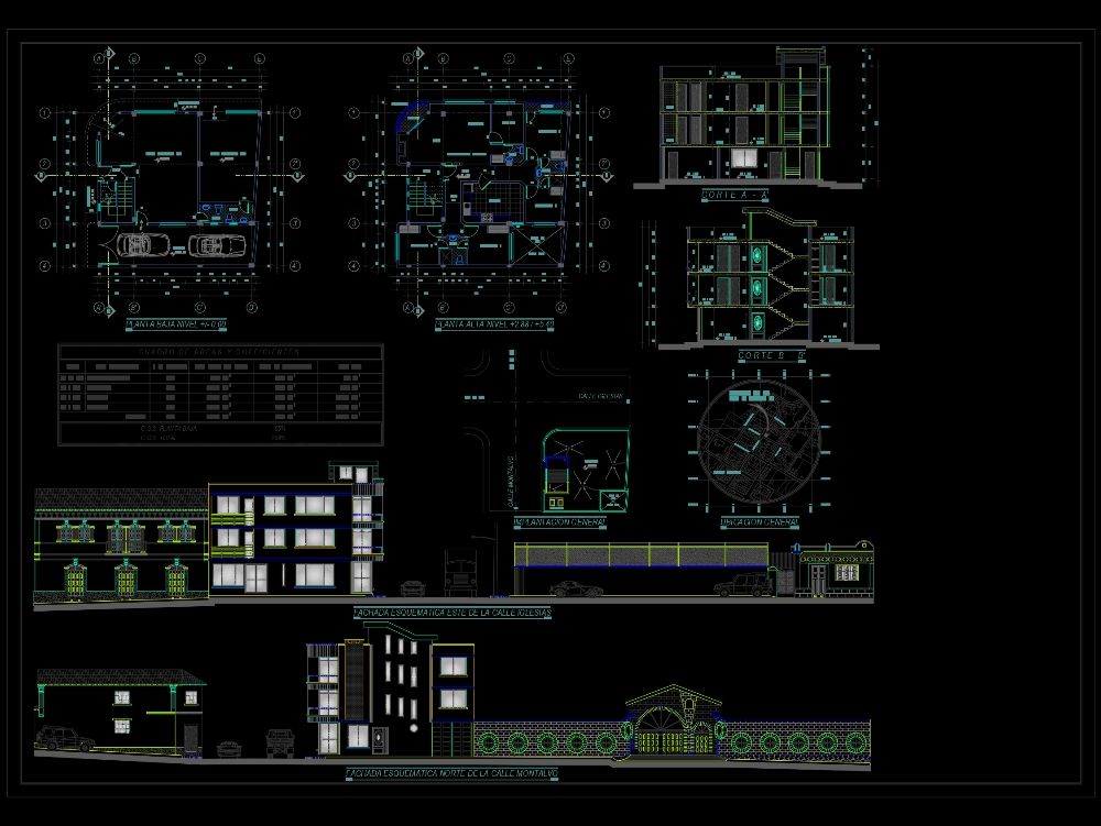 Edificio comercio-vivienda en AutoCAD | CAD (1005.93 KB) | Bibliocad