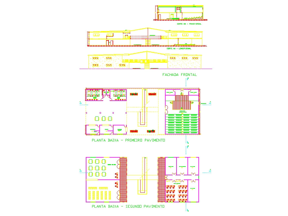 Centro cultural en AutoCAD | Descargar CAD gratis (393.48 KB) | Bibliocad
