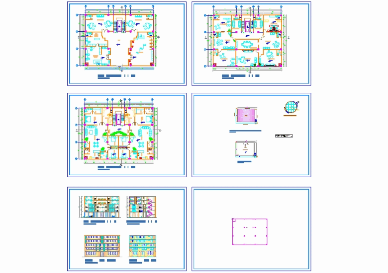 5 edifícios de plantas em AutoCAD | Baixar CAD Grátis (9.34 MB) | Bibliocad
