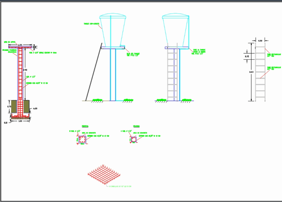 Tanque elevado en AutoCAD | Descargar CAD (737.19 KB) | Bibliocad