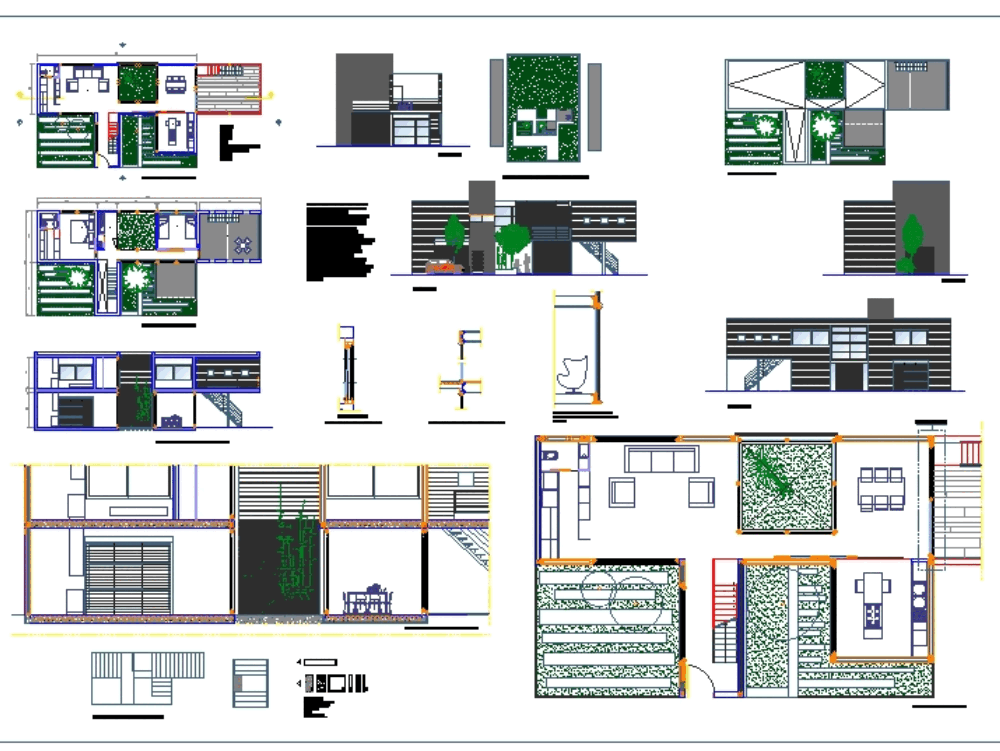 Vivienda patio en AutoCAD | Descargar CAD (3.54 MB) | Bibliocad