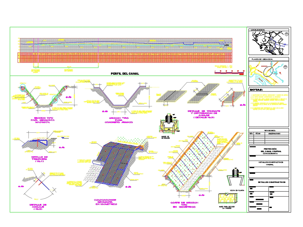 Recubrimiento de canal con geomanta en AutoCAD | CAD (1.31 MB) | Bibliocad