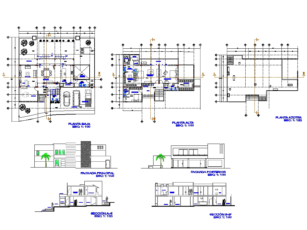 Maison d'habitation dans AutoCAD | Téléchargement CAD (338.36 KB) | Bibliocad
