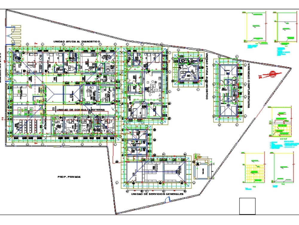 Minihospital en AutoCAD | Descargar CAD gratis (685.96 KB) | Bibliocad