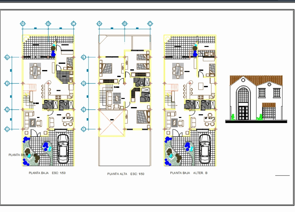 Vivienda unifamiliar en AutoCAD | Descargar CAD gratis (656.24 KB) | Bibliocad