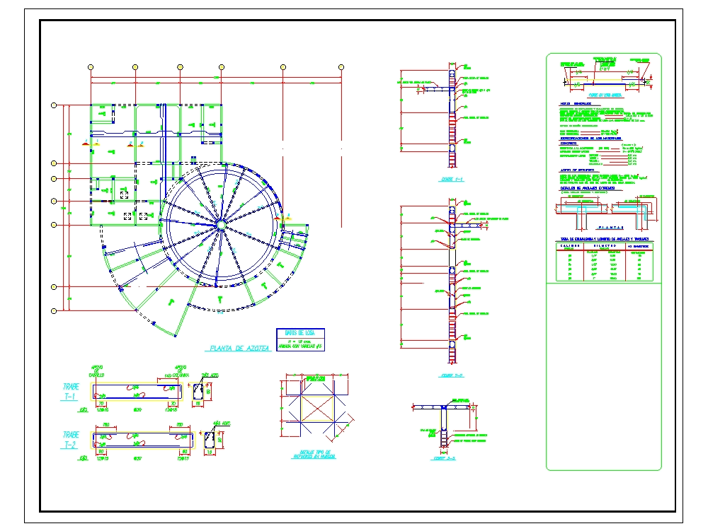 Planta de losa de azotea. en AutoCAD | Descargar CAD gratis (185.22 KB ...