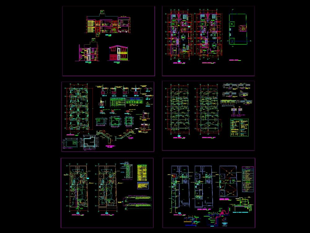 Casa bifamiliar en esquina en AutoCAD | CAD (2.45 MB) | Bibliocad