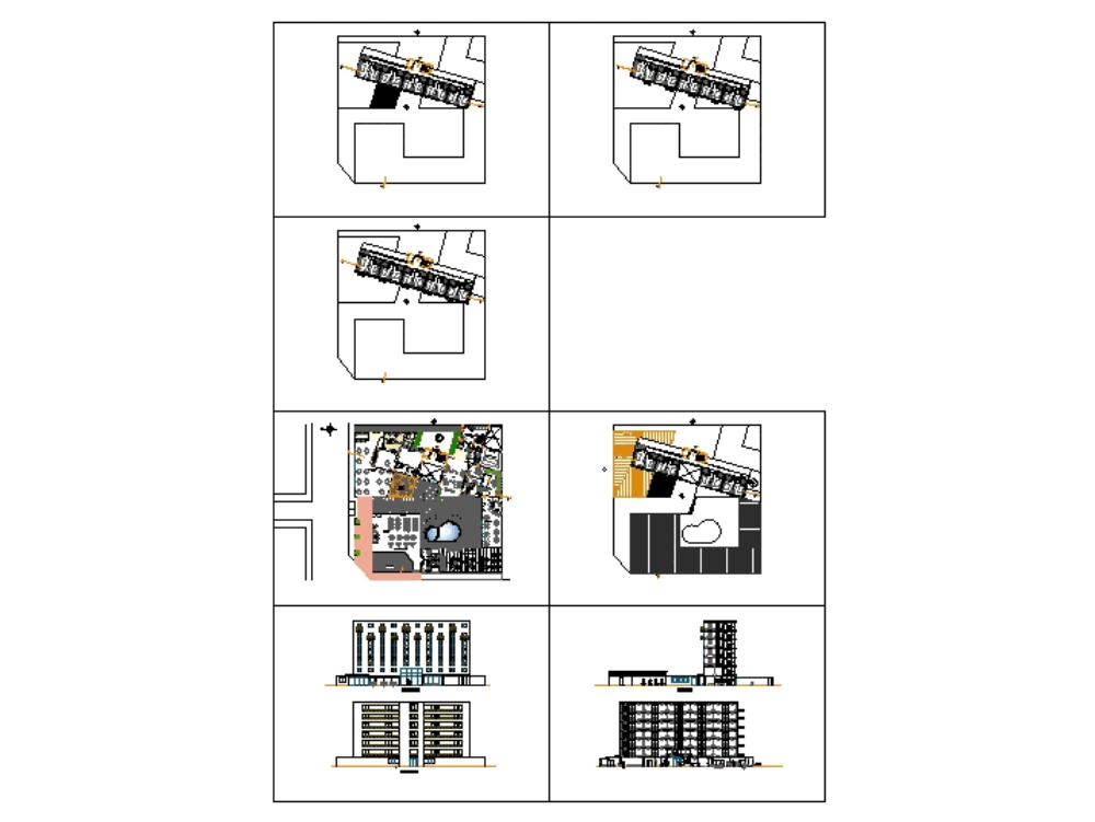 Hotel 3 estrellas en AutoCAD | Descargar CAD (2 MB) | Bibliocad
