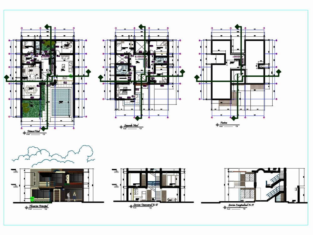 Maison unifamiliale dans AutoCAD | Téléchargement CAD (689.63 KB) | Bibliocad