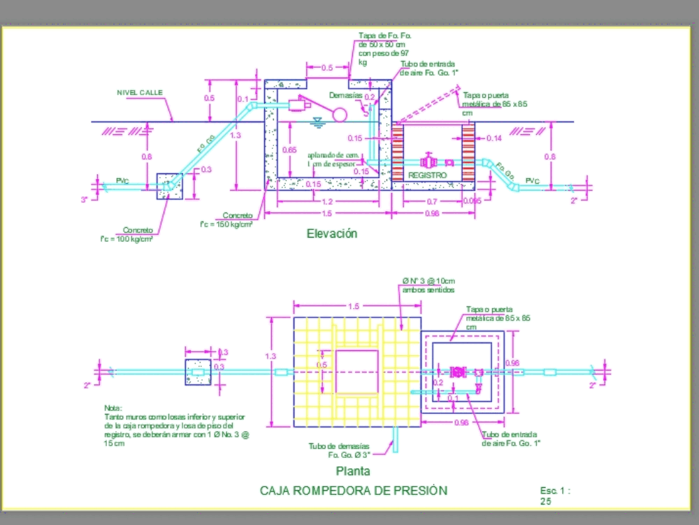 Caja rompedora de presion tipo1 en AutoCAD | CAD (32.53 KB) | Bibliocad