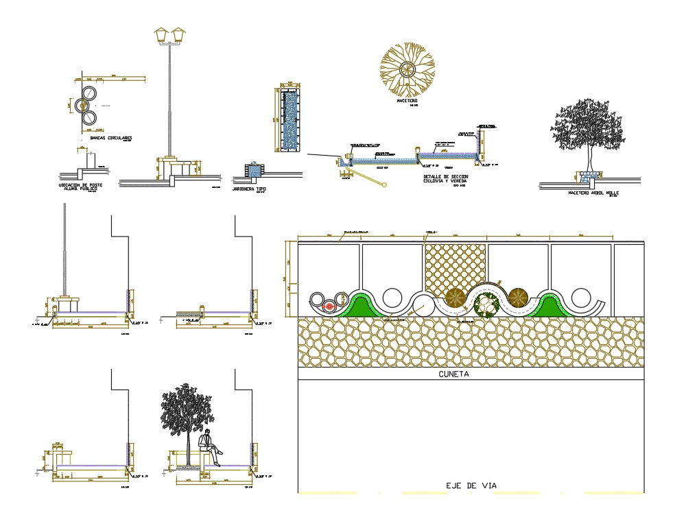 Plano de detalles - parque en AutoCAD | CAD (433.27 KB) | Bibliocad