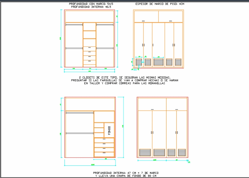 Closets in AutoCAD | CAD download (24.89 KB) | Bibliocad