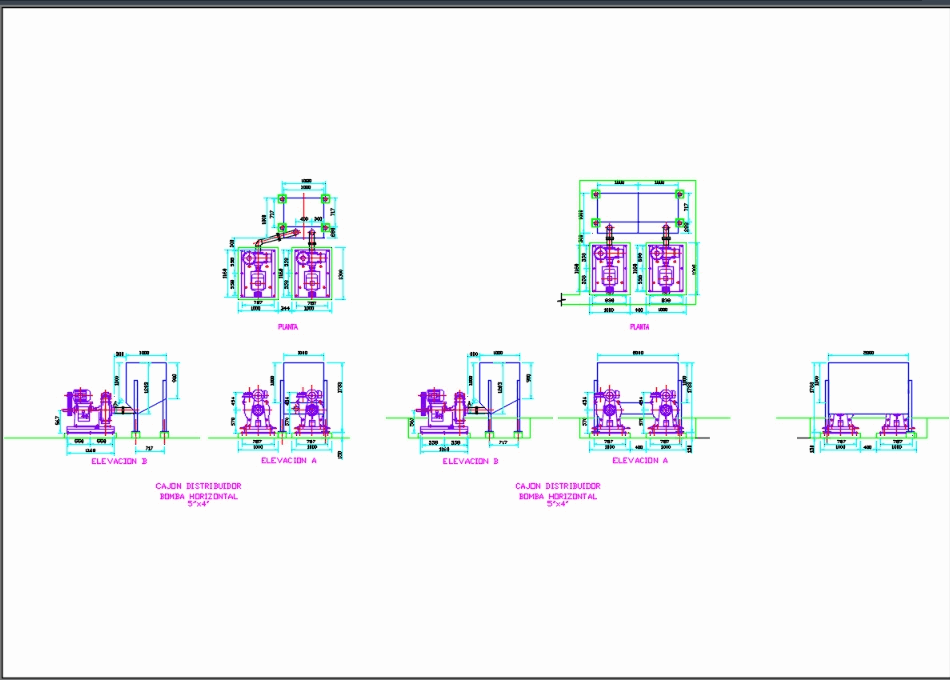 Bombas denver de 5x4 en AutoCAD | Descargar CAD (86.12 KB) | Bibliocad