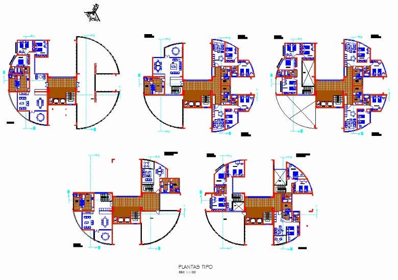 Plantas de departamentos en AutoCAD | Descargar CAD gratis (1.62 MB) | Bibliocad