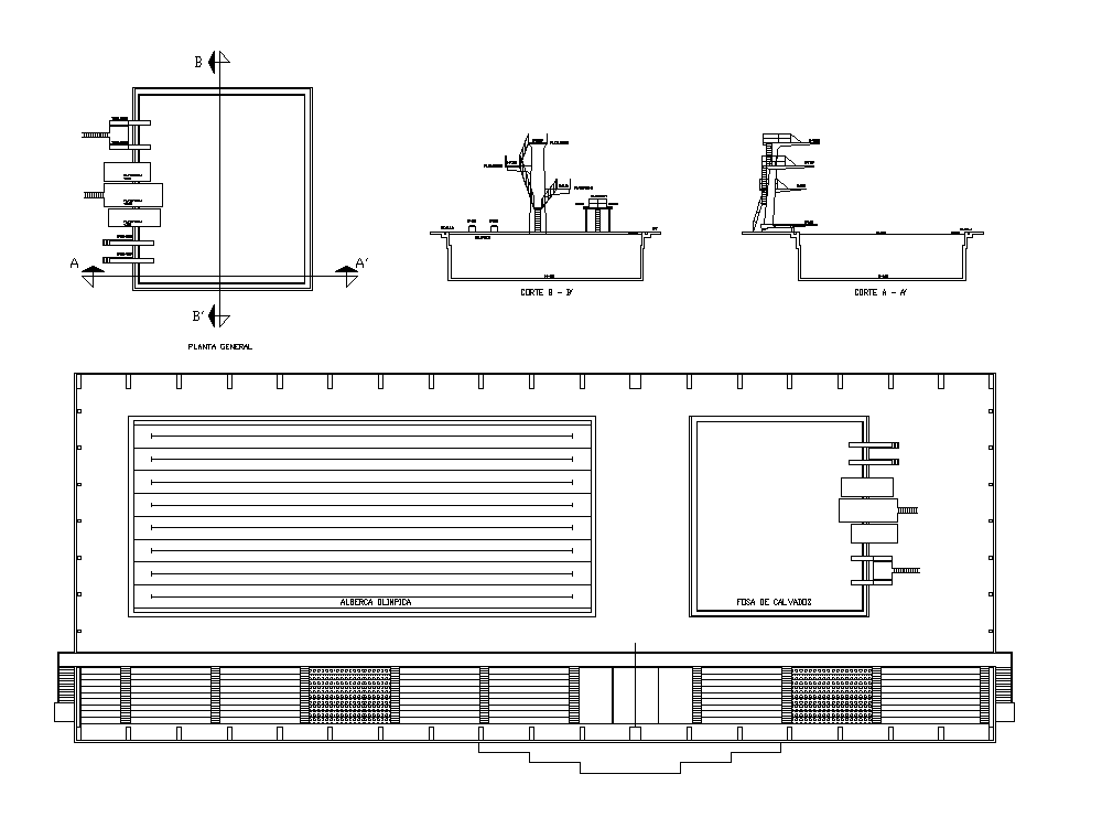 Schwimmbad in AutoCAD | Kostenlos CAD herunterladen (74.12 KB) | Bibliocad