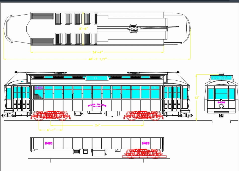 Old tram in AutoCAD | CAD download (404.2 KB) | Bibliocad