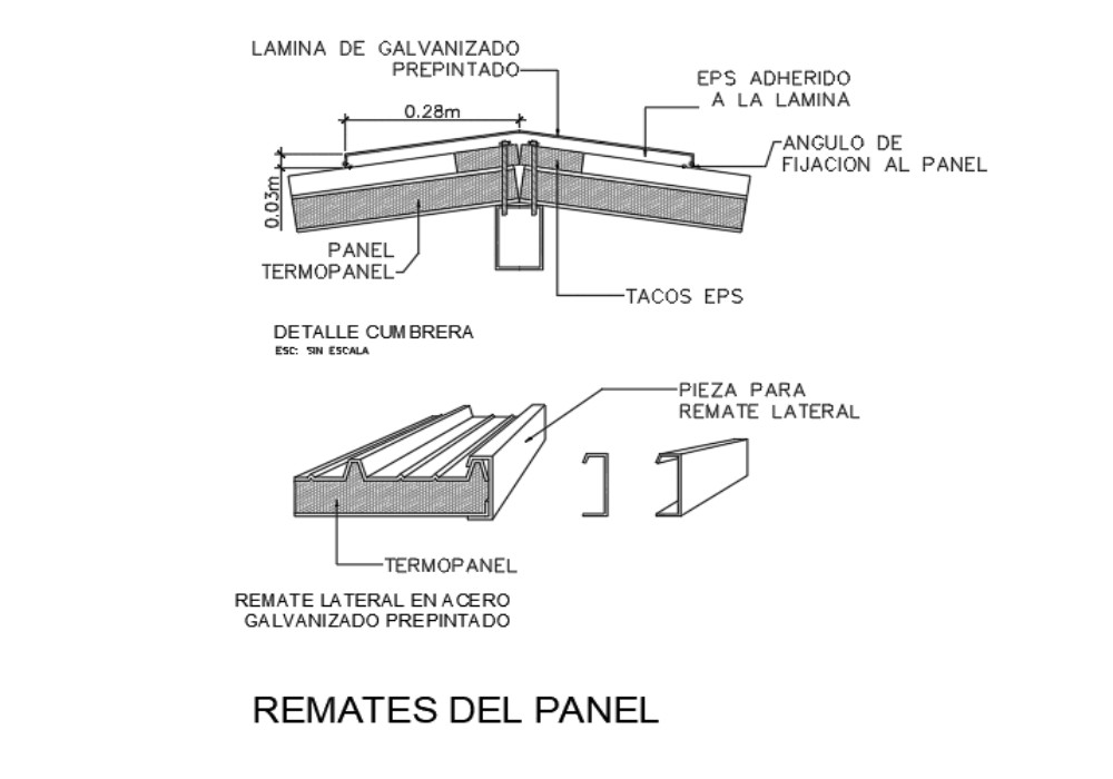 Cumbrera con termopanel en AutoCAD | Descargar CAD (23.2 KB) | Bibliocad