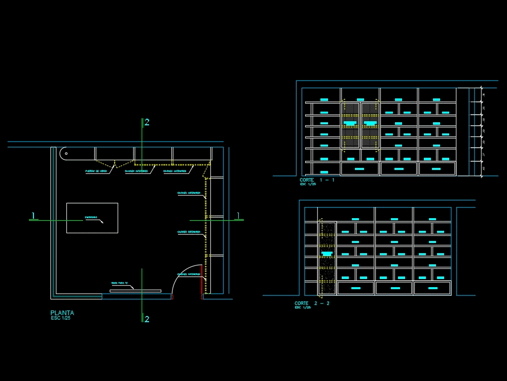 Bibliothèque dans AutoCAD | Téléchargement CAD (79.55 KB) | Bibliocad