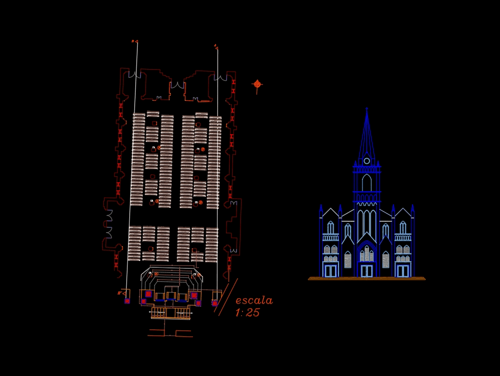 Cathedral in AutoCAD | CAD download (115.43 KB) | Bibliocad