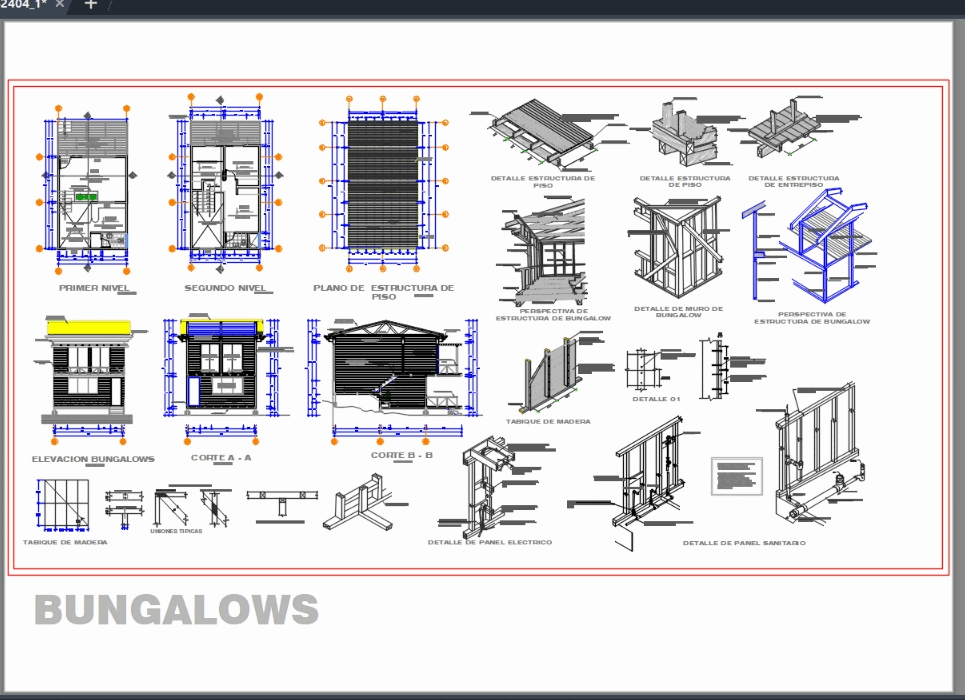 Bungalows en AutoCAD | Descargar CAD (2.3 MB) | Bibliocad