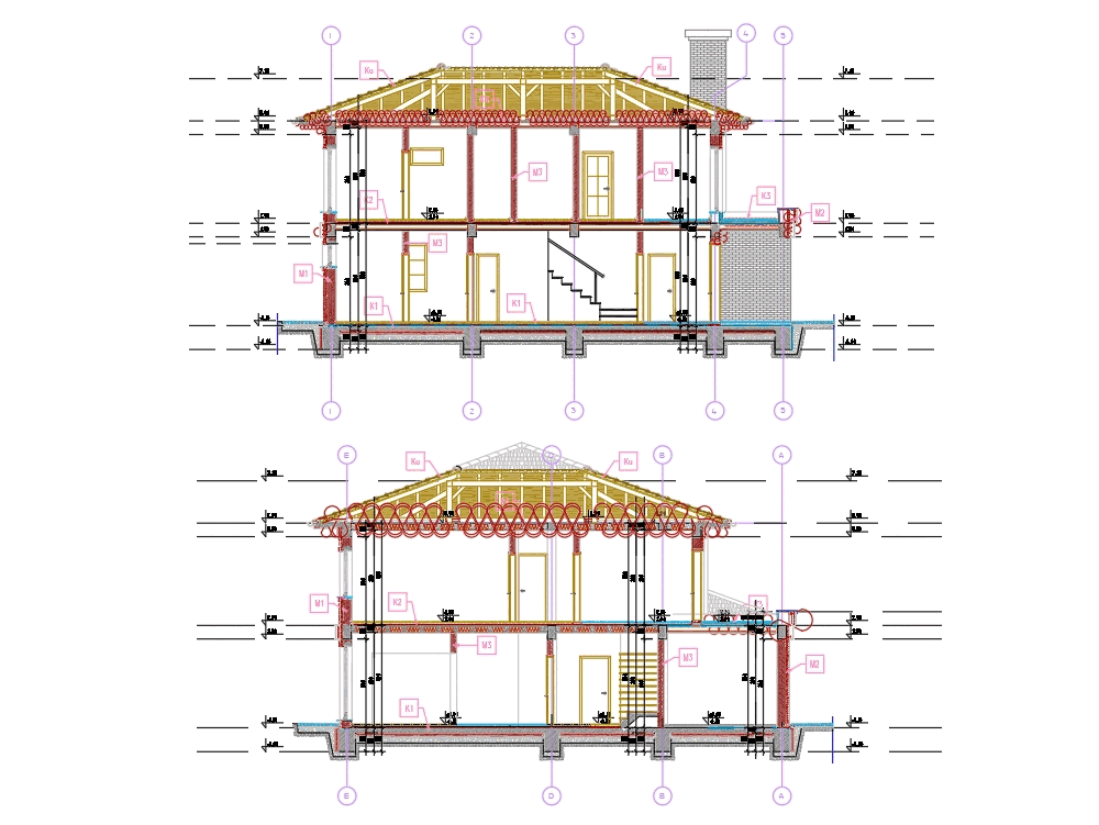 Housing section in AutoCAD | CAD download (1.23 MB) | Bibliocad