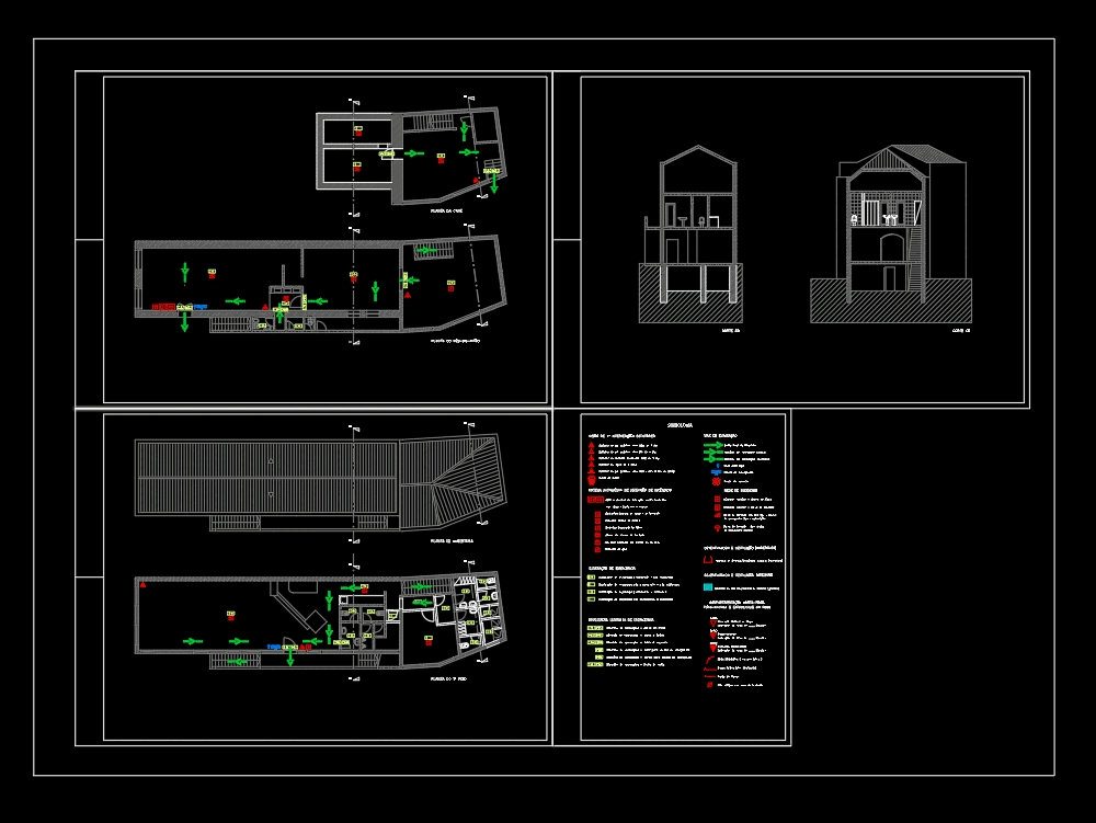 Emergency plan - restaurant in AutoCAD | CAD (195.61 KB) | Bibliocad