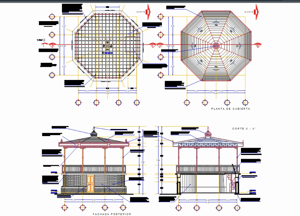 Kiosko doble en AutoCAD | Descargar CAD (569.83 KB) | Bibliocad