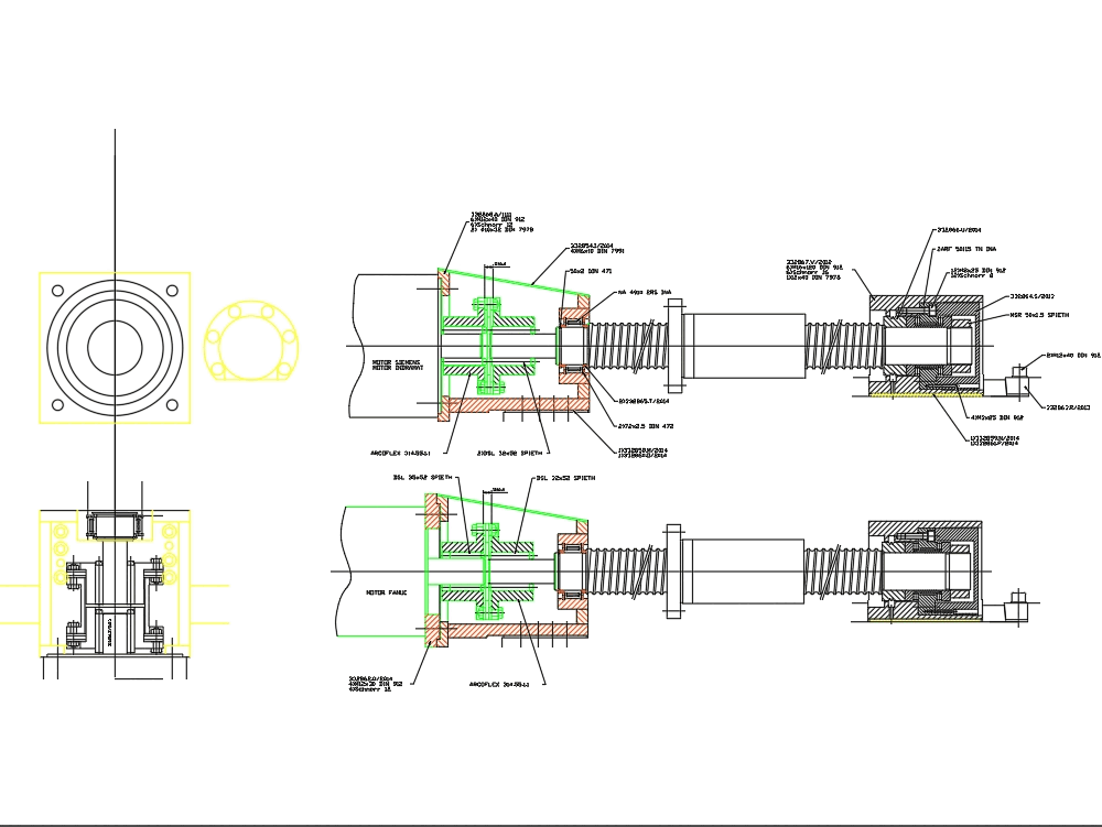 Ball screw drive in AutoCAD | CAD download (90.53 KB) | Bibliocad