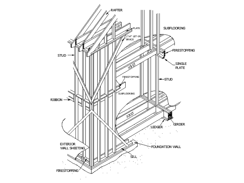 Building wood in AutoCAD | Download CAD free (5.86 MB) | Bibliocad